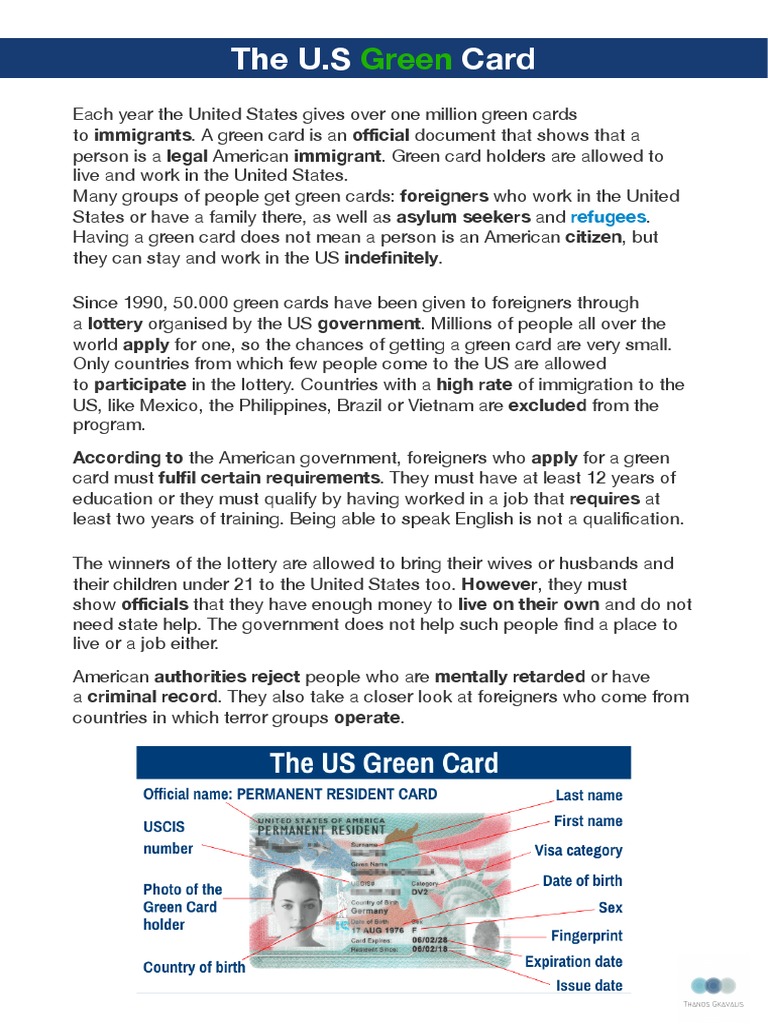 The US Green Card PDF | PDF | Refugee | Asylum Seeker