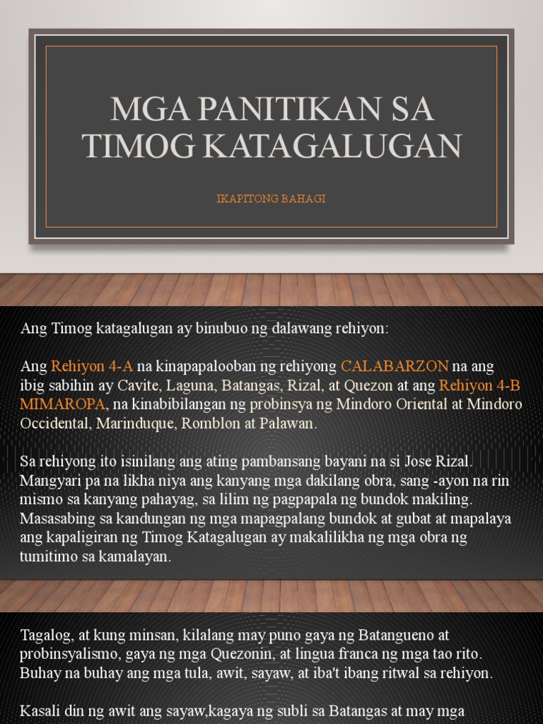FINAL_LIT101-MGA-PANITIKAN-SA-TIMOG-KATAGALUGAN-F | PDF