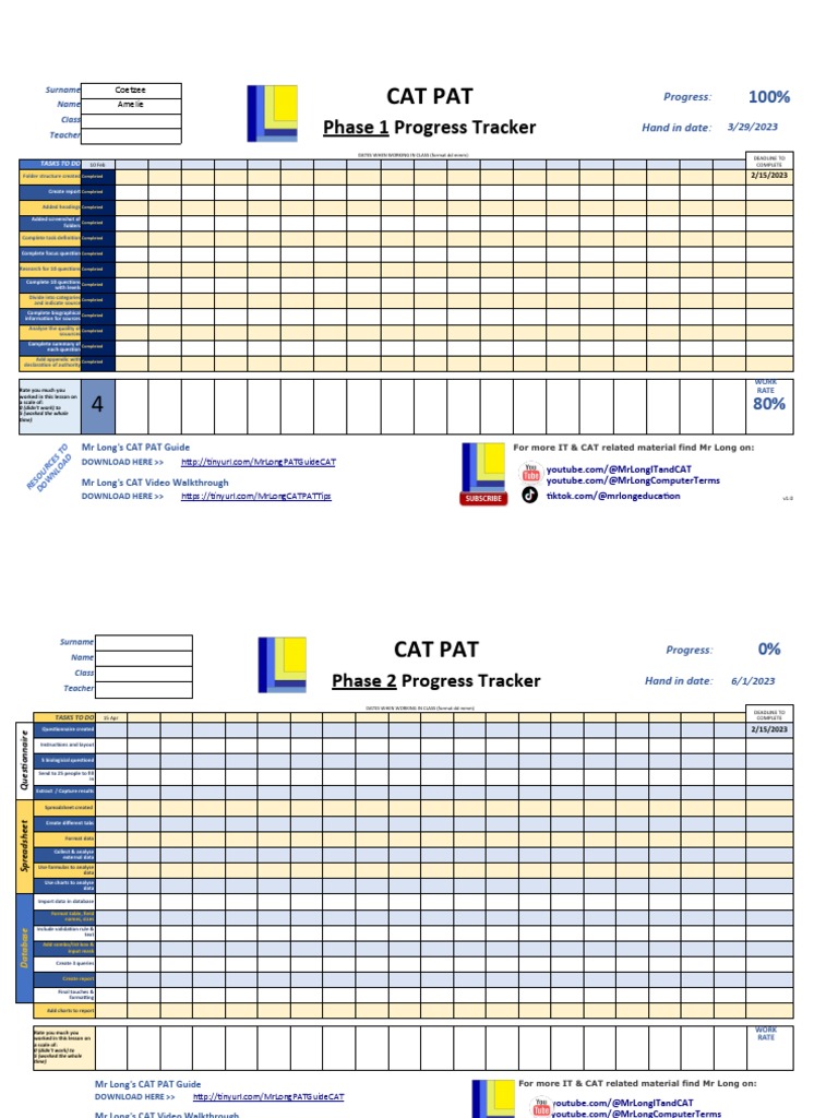 MR Long CAT PAT Progress Tracker | PDF