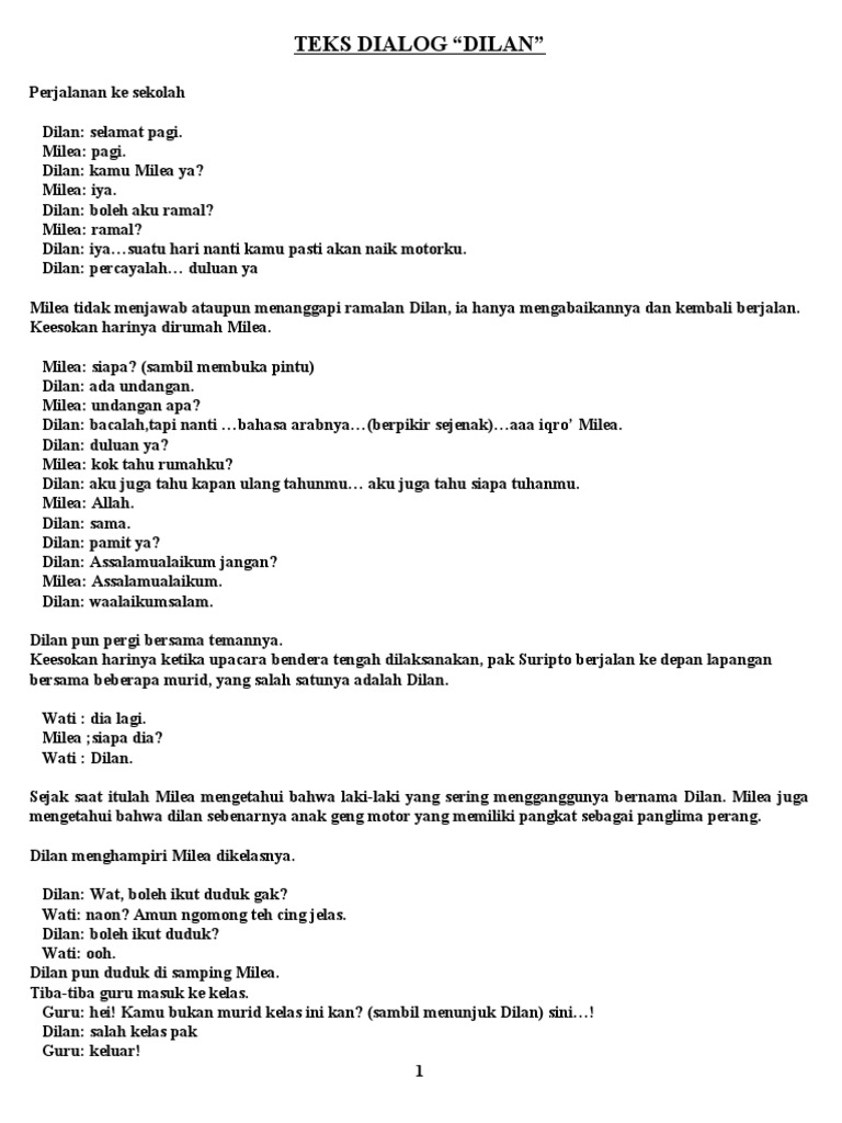 Teks Dialog Dilan | PDF