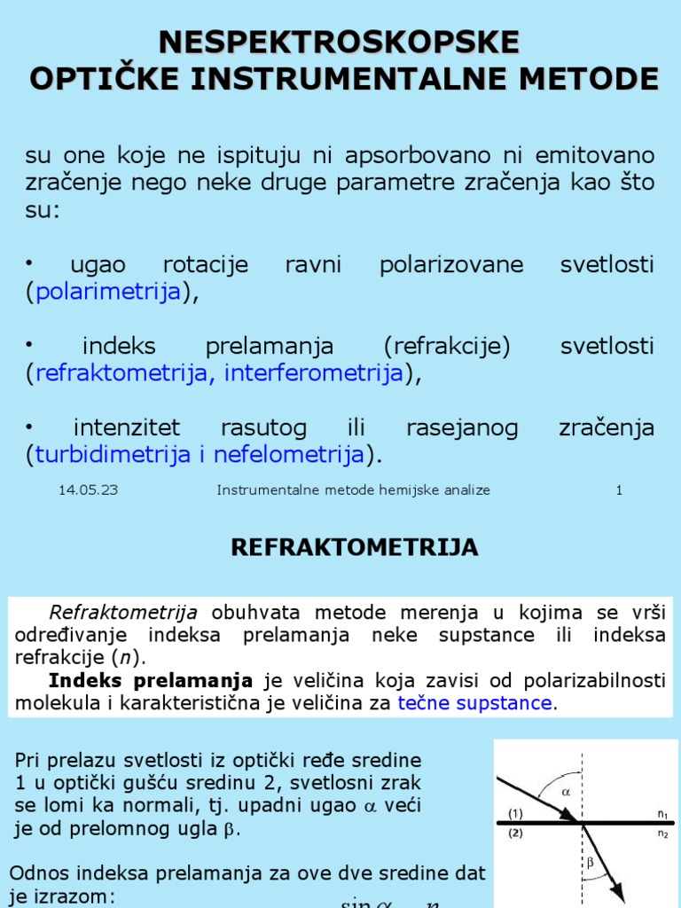 Opticke Instrumentalne Metode | PDF