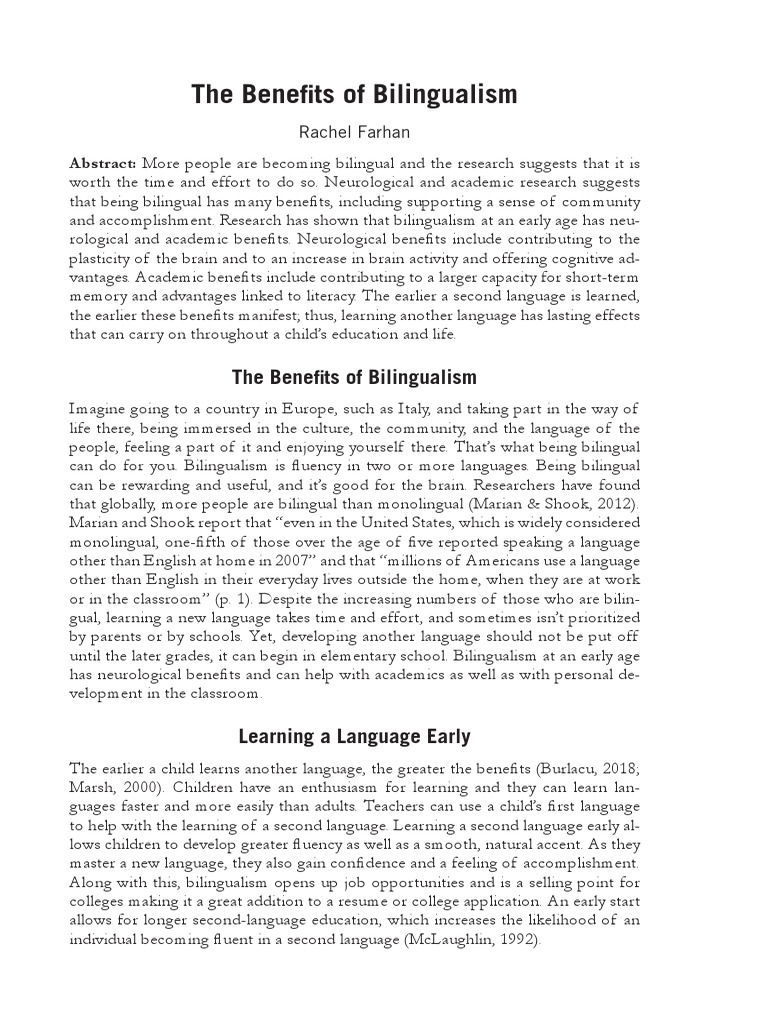 Bilingualism: Early Learning Benefits | PDF | Second Language ...