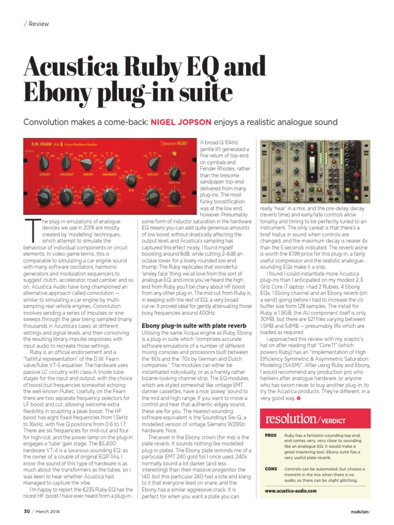 Acustica Ruby Ebony | Download Free PDF | Equalization (Audio) | Electronics