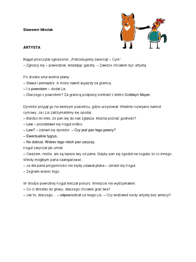 Sławomir Mrożek - Artysta - Tekst | PDF