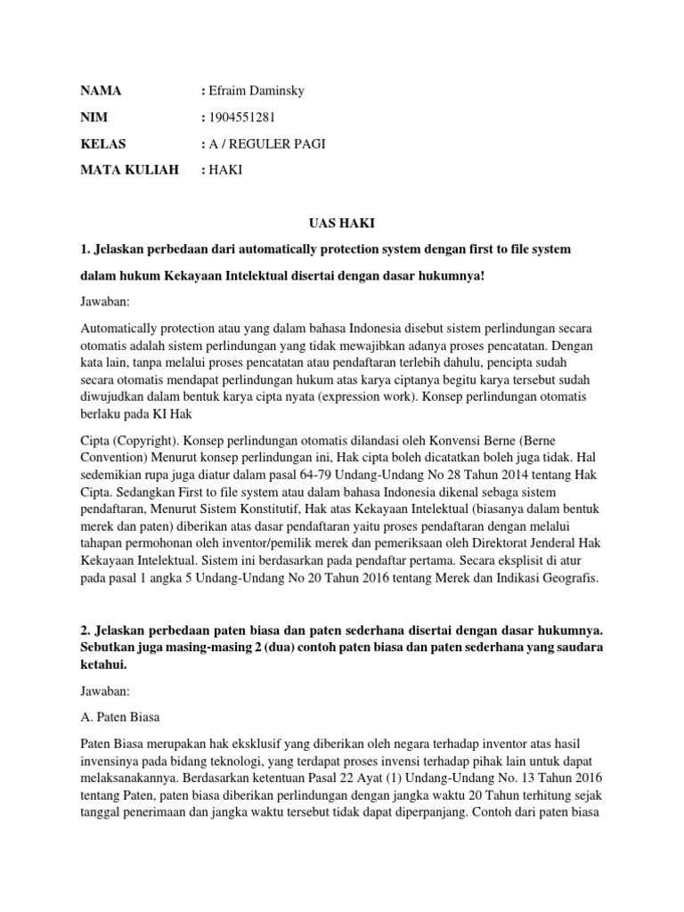 Efraim Daminsky - UAS HAKI PDF | PDF | Bisnis | Komputer