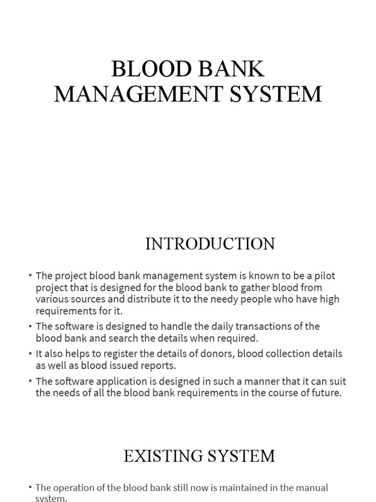 Blood Bank Management System Overview | PDF | Cloud Computing | Databases