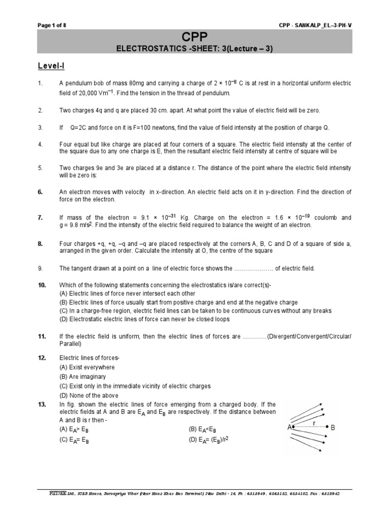 Electrostatics Problems and Solutions | PDF | Electric Field | Force