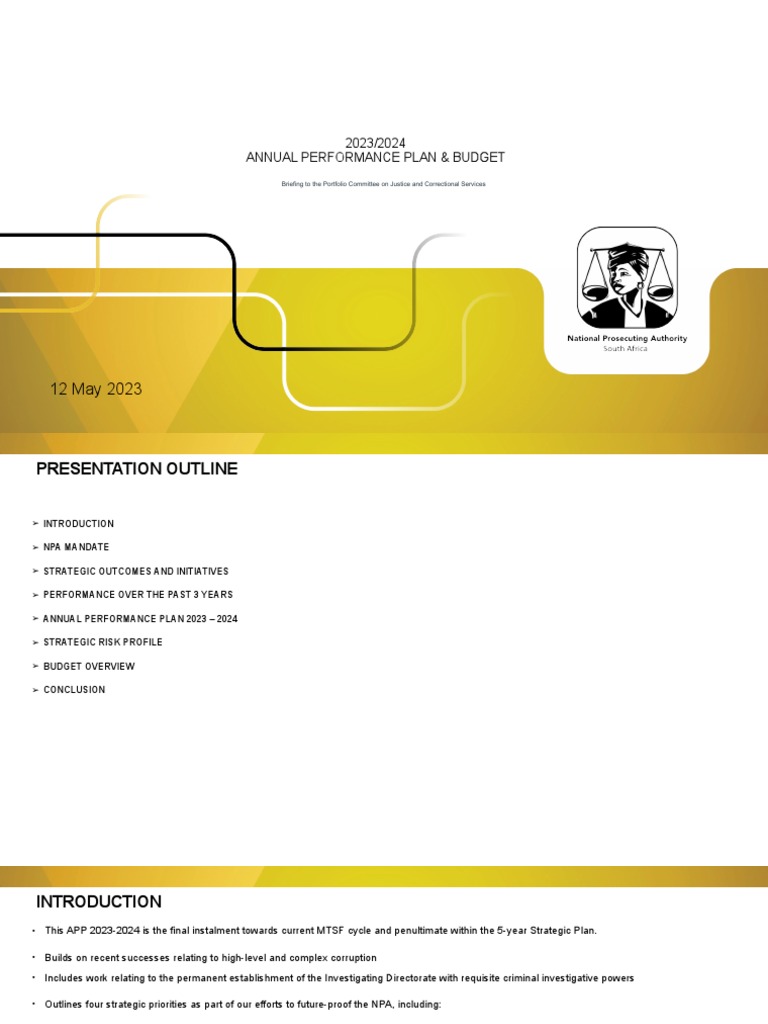 NPA Annual Performance Plan 2023/24 | PDF | Prosecutor | Justice
