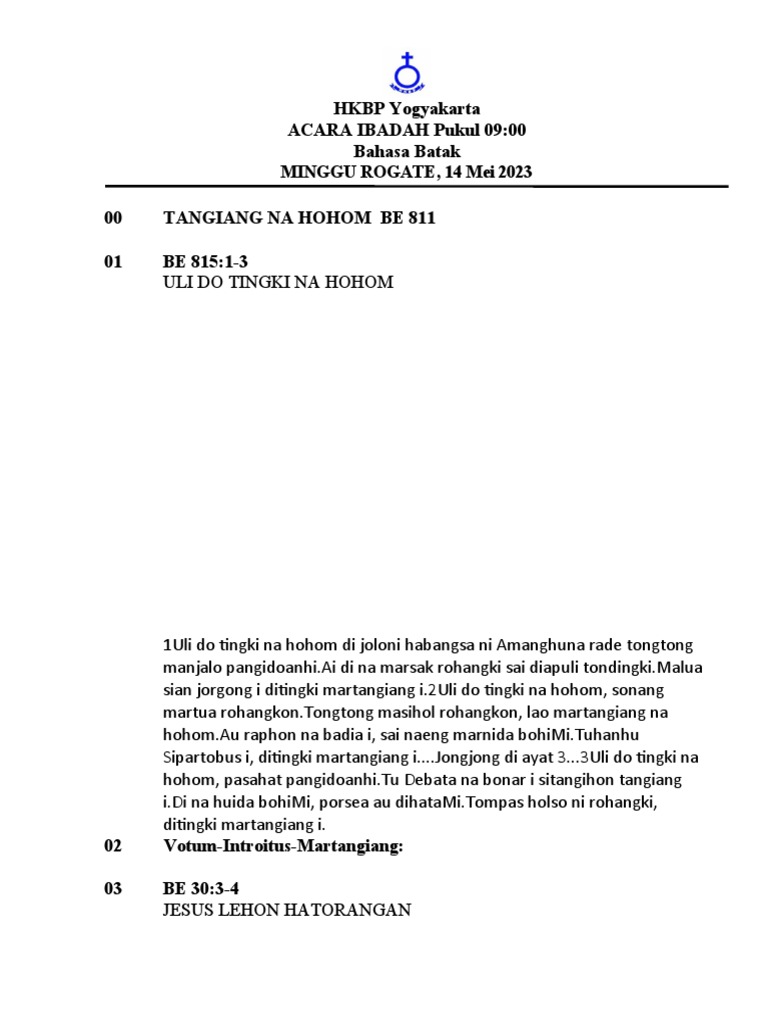 M IbadahBahasaBatak-14Mei2023 | PDF