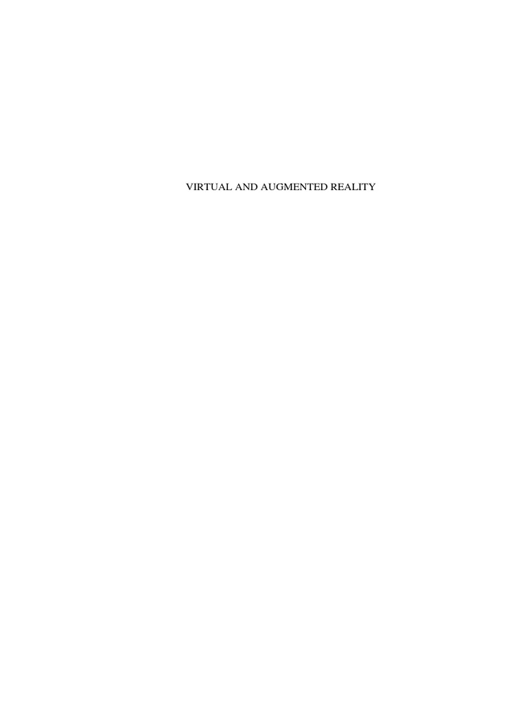 Virtual And Augmented Reality Overview Pdf Virtual Reality