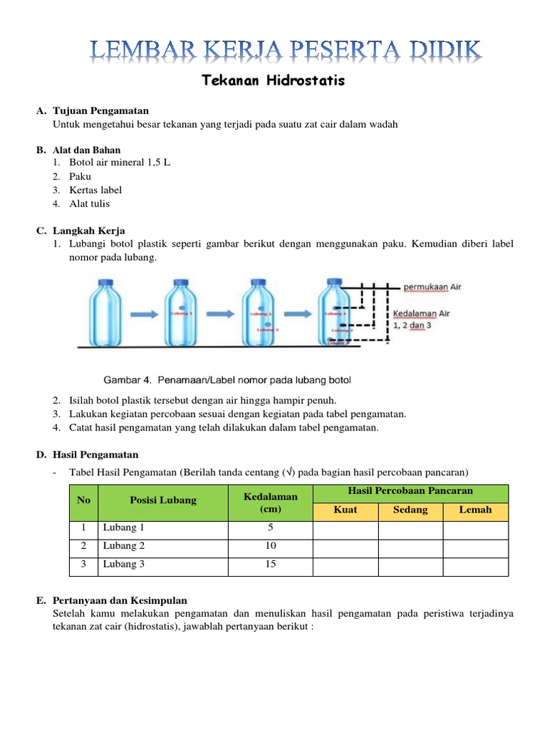 1.1 LKPD TEKANAN HIDROSTATIS | PDF