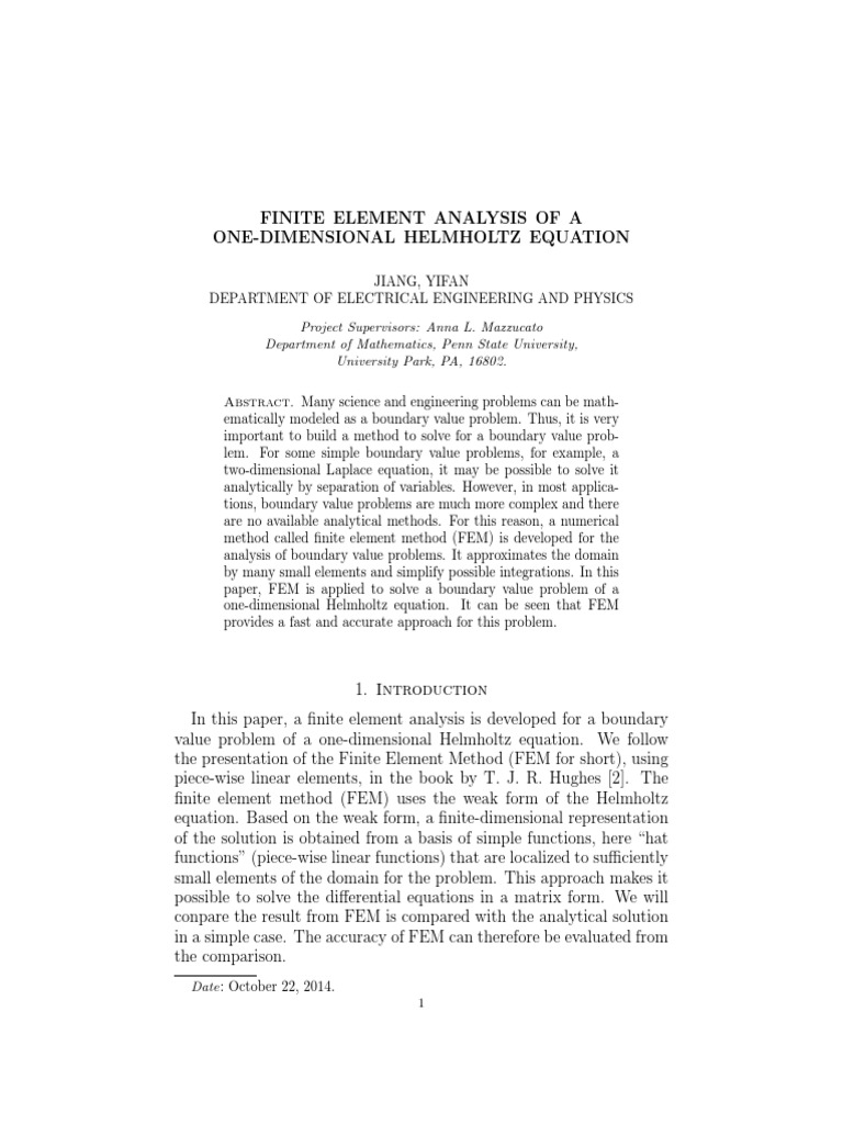 Fem Helmholtz Pdf Finite Element Method Partial Differential Equation