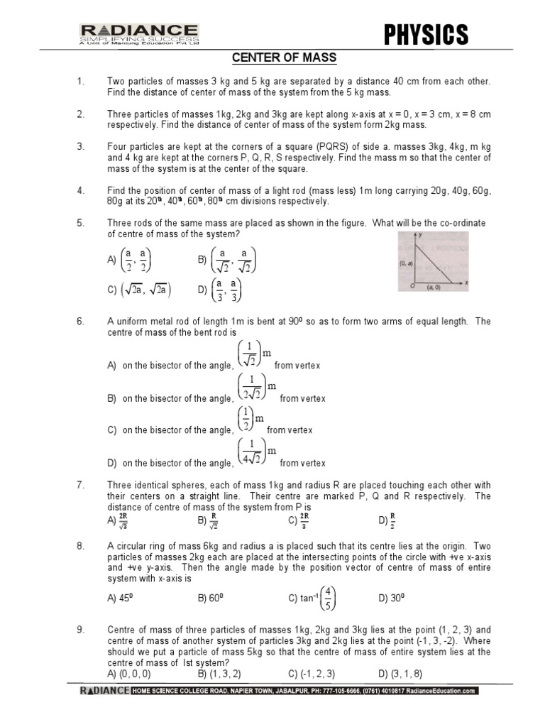 Determining the Location of Centers of Mass for Various Geometric ...