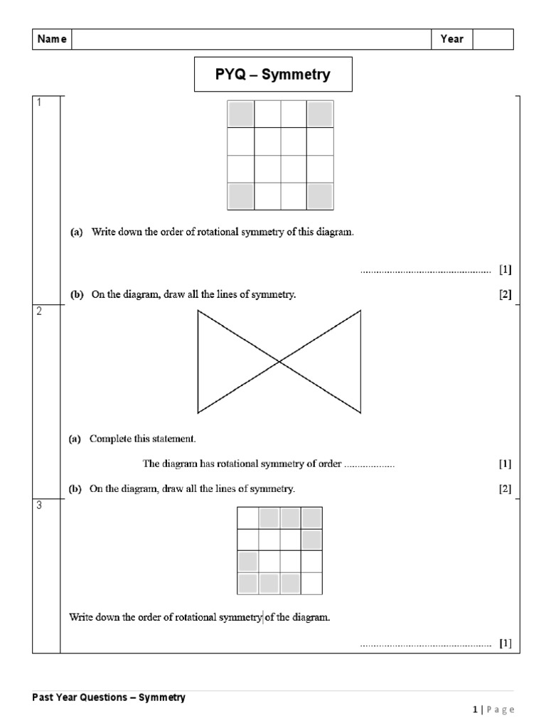 Past Year Questions on Symmetry | PDF