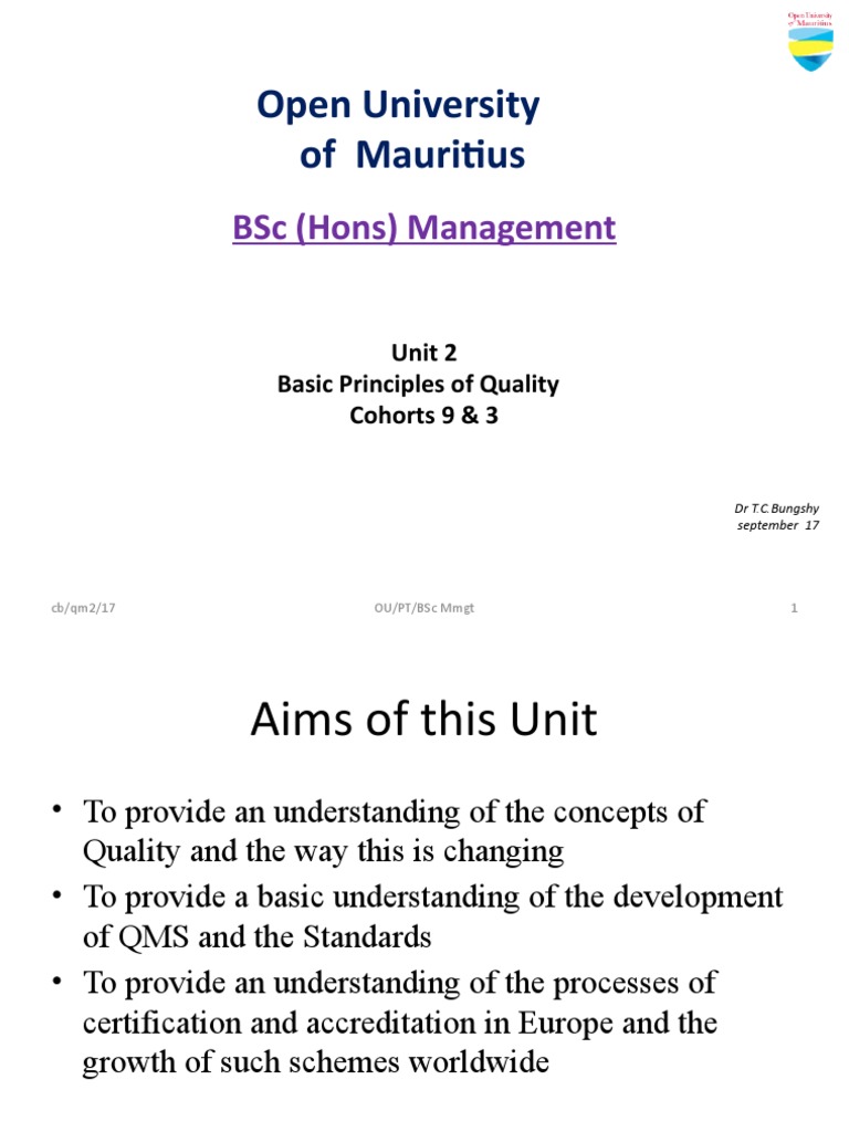 Unit 2-Basic Principles of Quality | PDF | Quality Assurance | Quality Management System