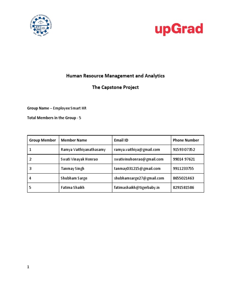 IIMK HRMA - Capstone Project Report PDF | PDF | Job Satisfaction | Coefficient Of Determination