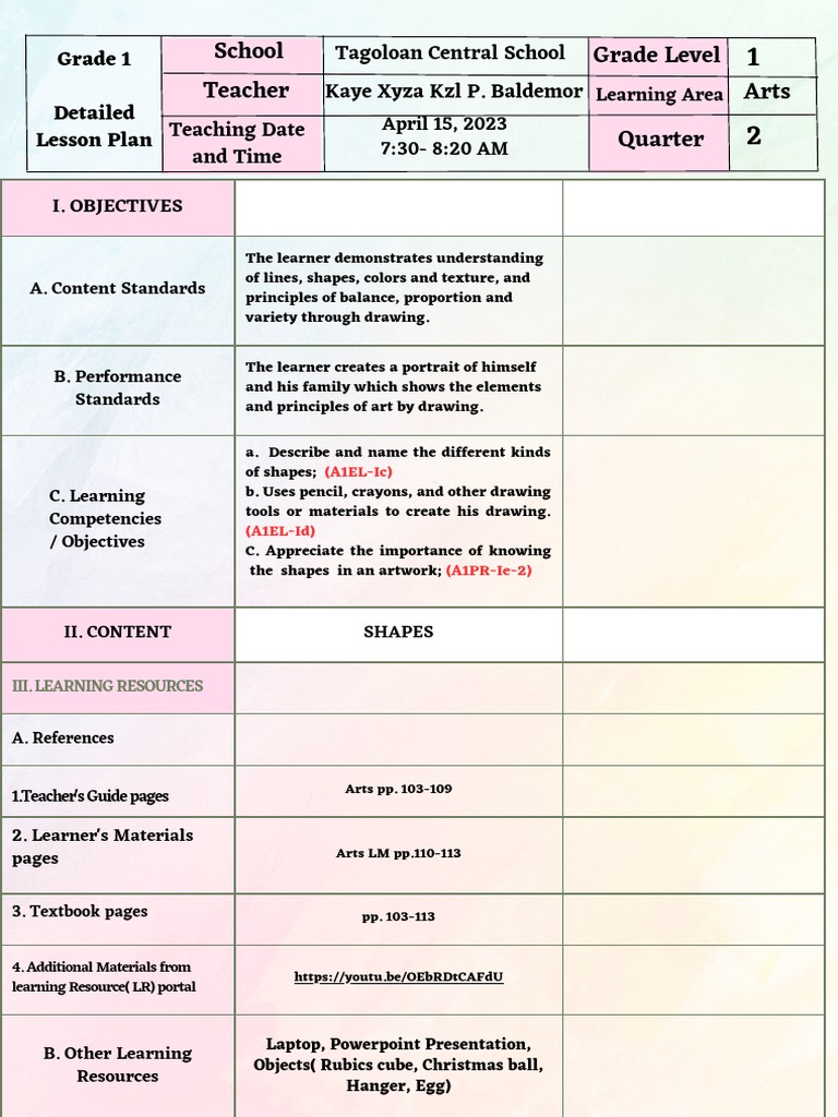 Grade 1 Daily Lesson Log PDF | PDF