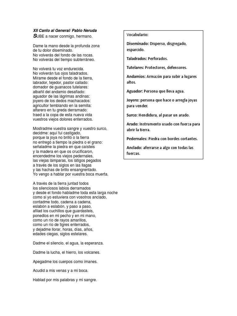 Canto al General de Pablo Neruda | PDF