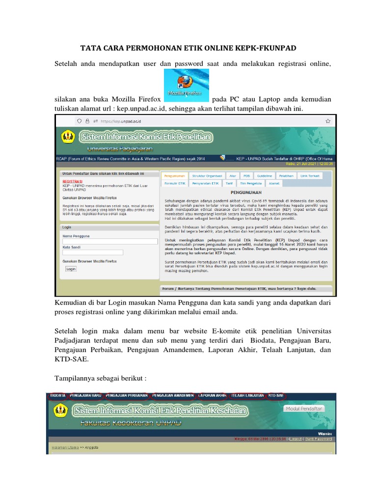 Panduan Etik Online KEPK-FK Unpad | PDF