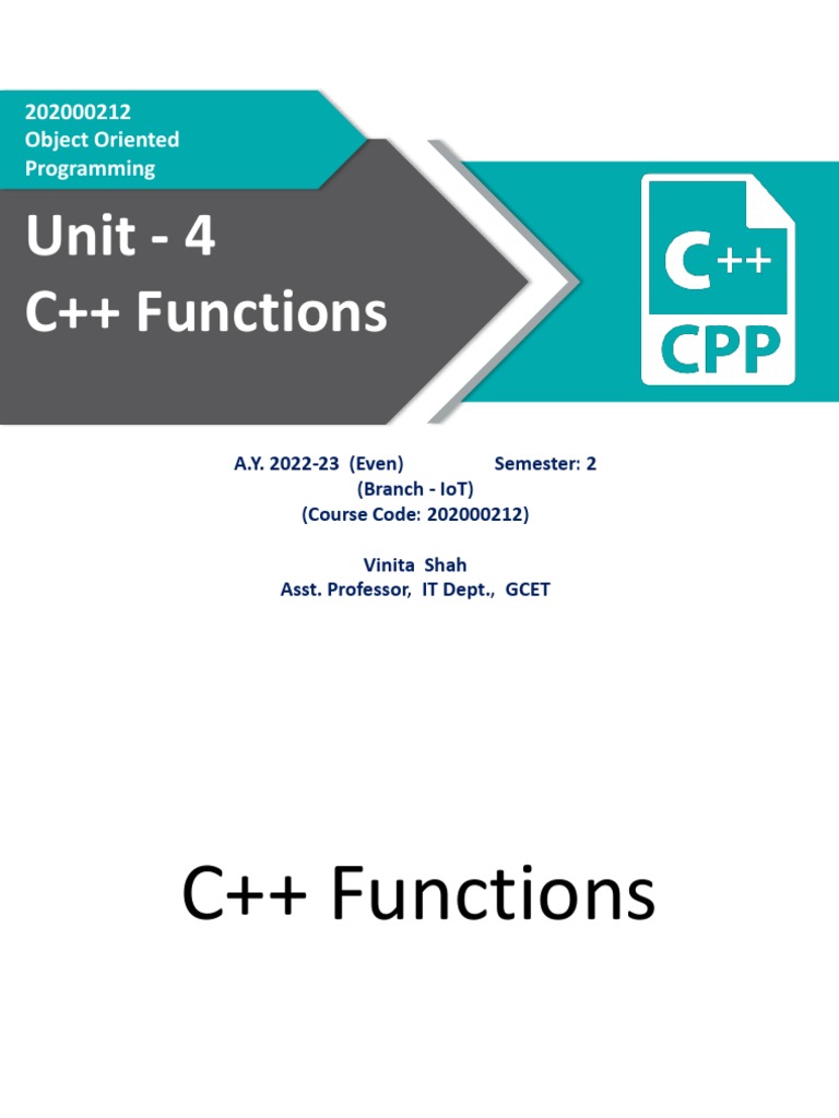 Unit 4 C Functions Pdf 