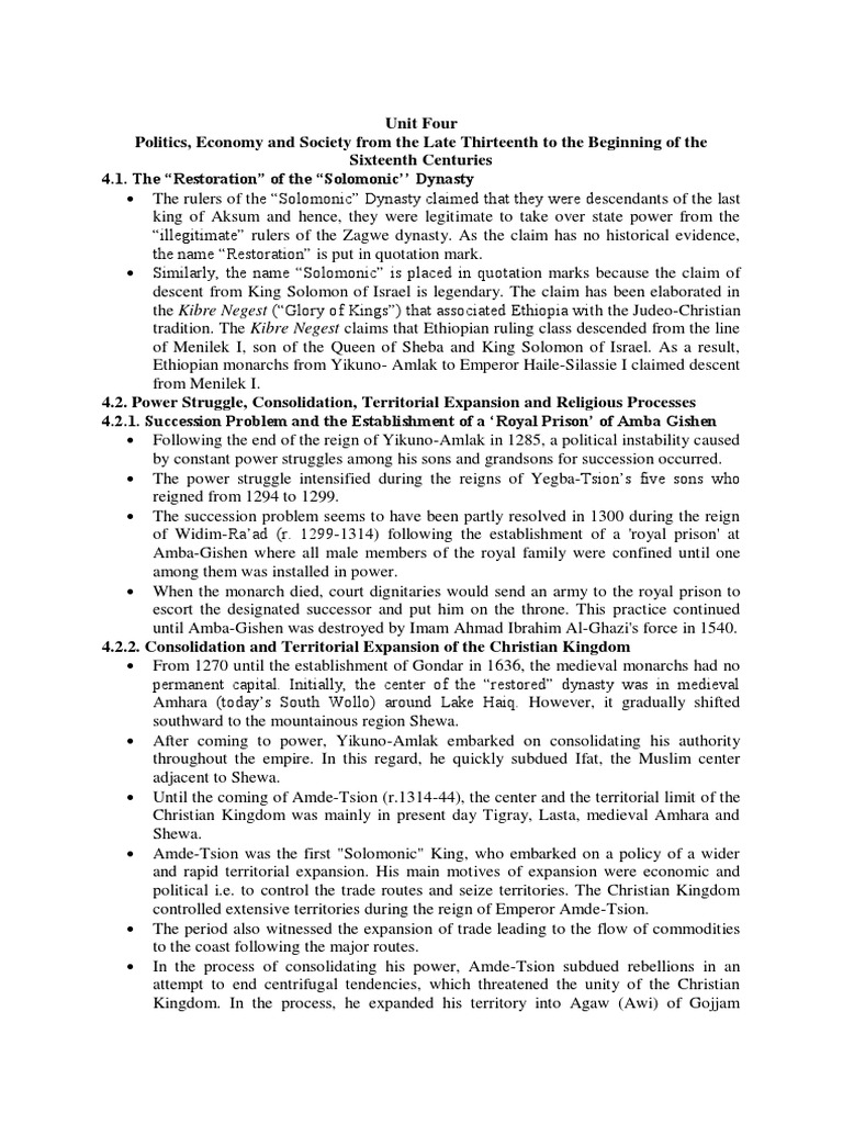 History Short Note - Chapter Four | PDF