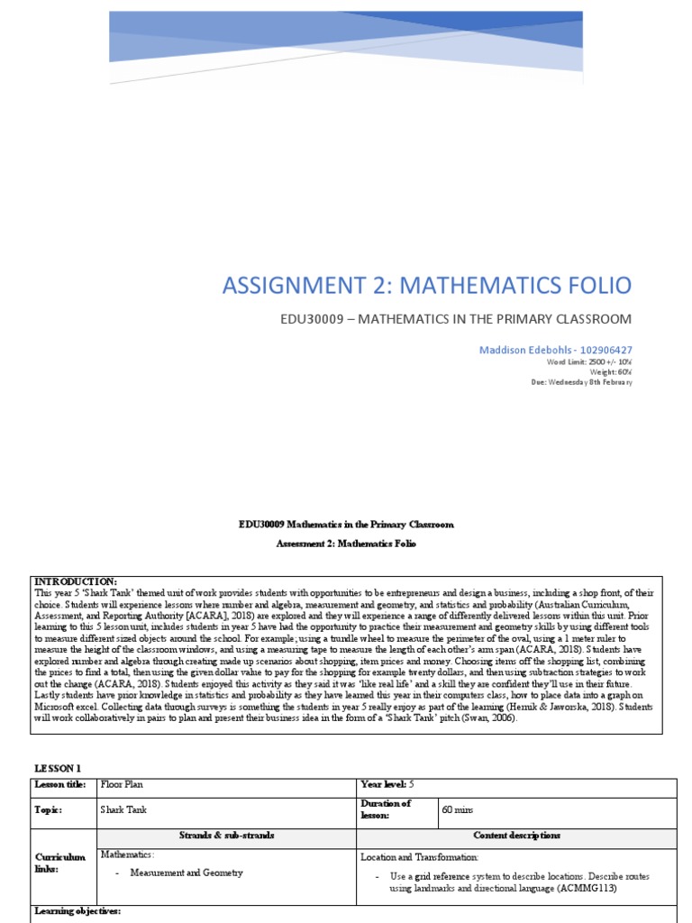 Year 5 Maths Folio: Shark Tank Unit | PDF | Inclusion (Education ...