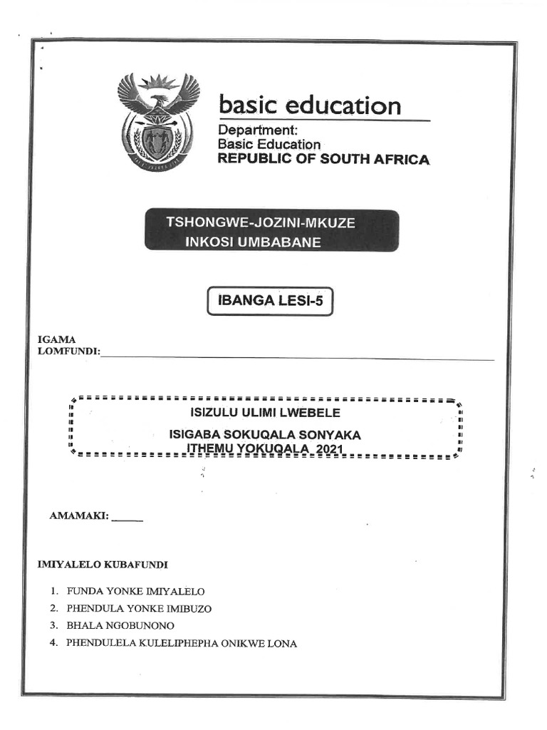 GRADE 5 Isizulu | PDF