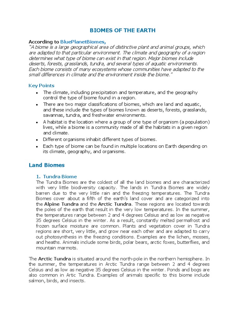 BIOMES Report | Download Free PDF | Grassland | Conservation Biology