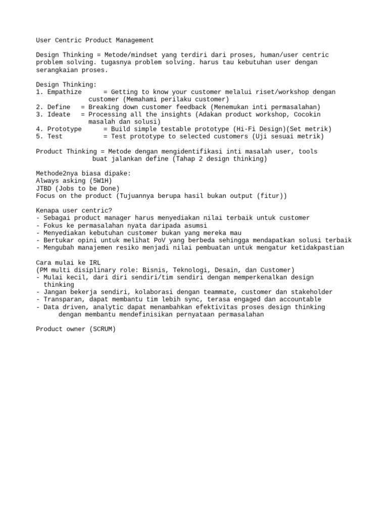 Design Thinking Dan Product Thinking | PDF