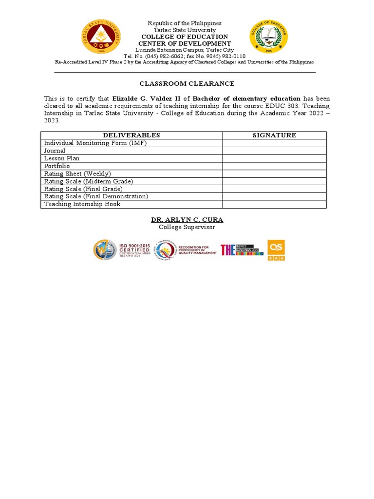 Classroom Clearance | PDF | Educational Stages