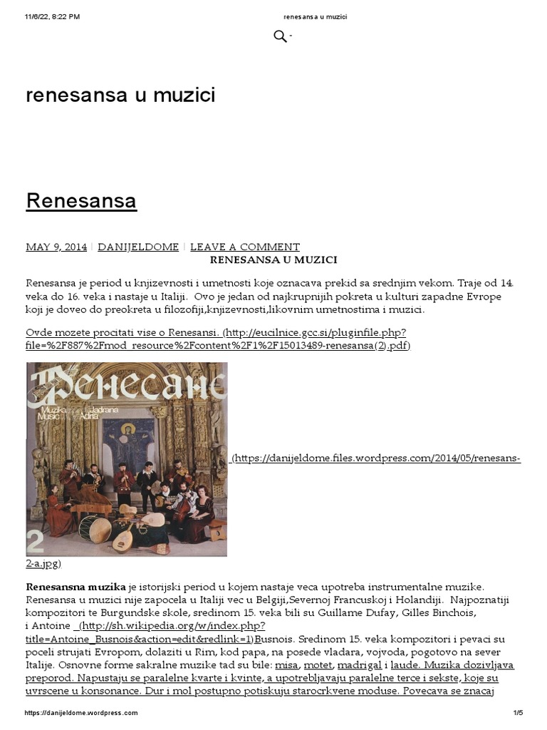 Renesansa U Muzici | PDF