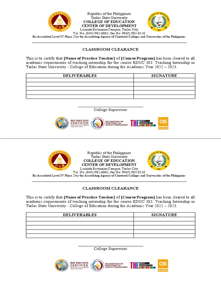 Classroom Clearance | PDF