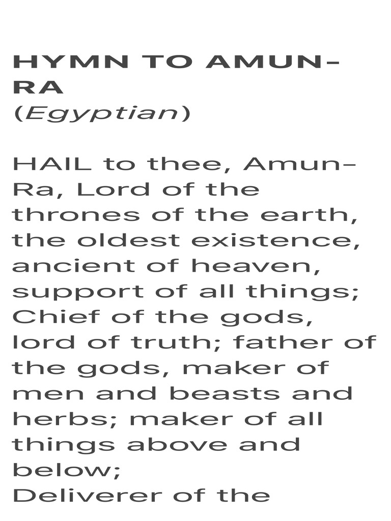 Hymn To Amun-Ra PDF | PDF