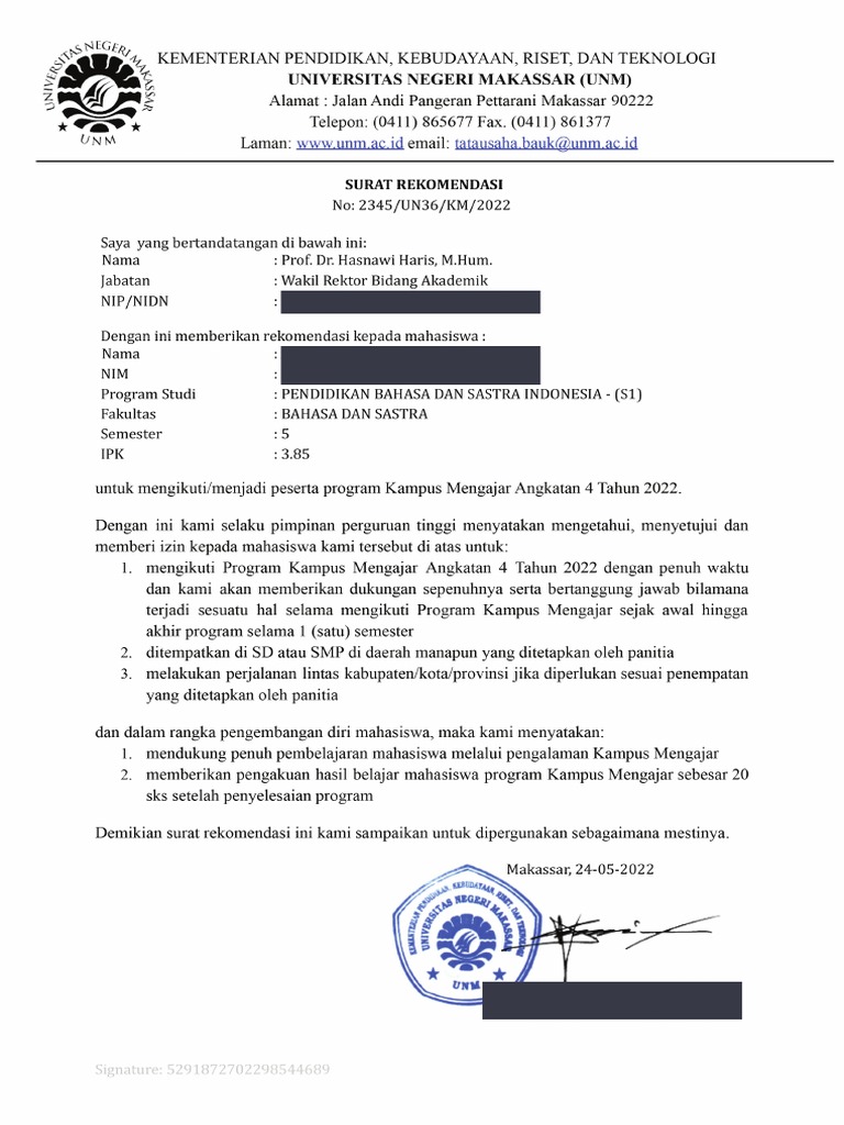 Surat Rekomendasi PDF | PDF