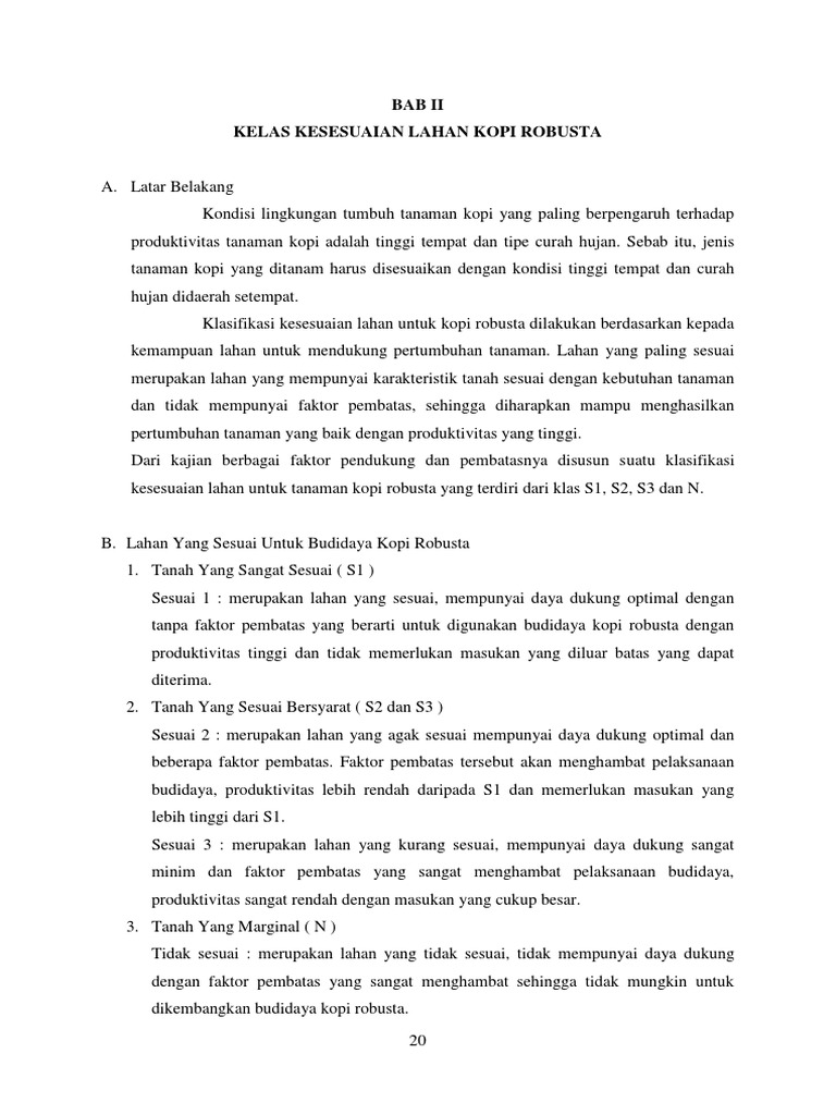 BAB 2 Kelas Kesesuaian Lahan Kopi Robusta | PDF