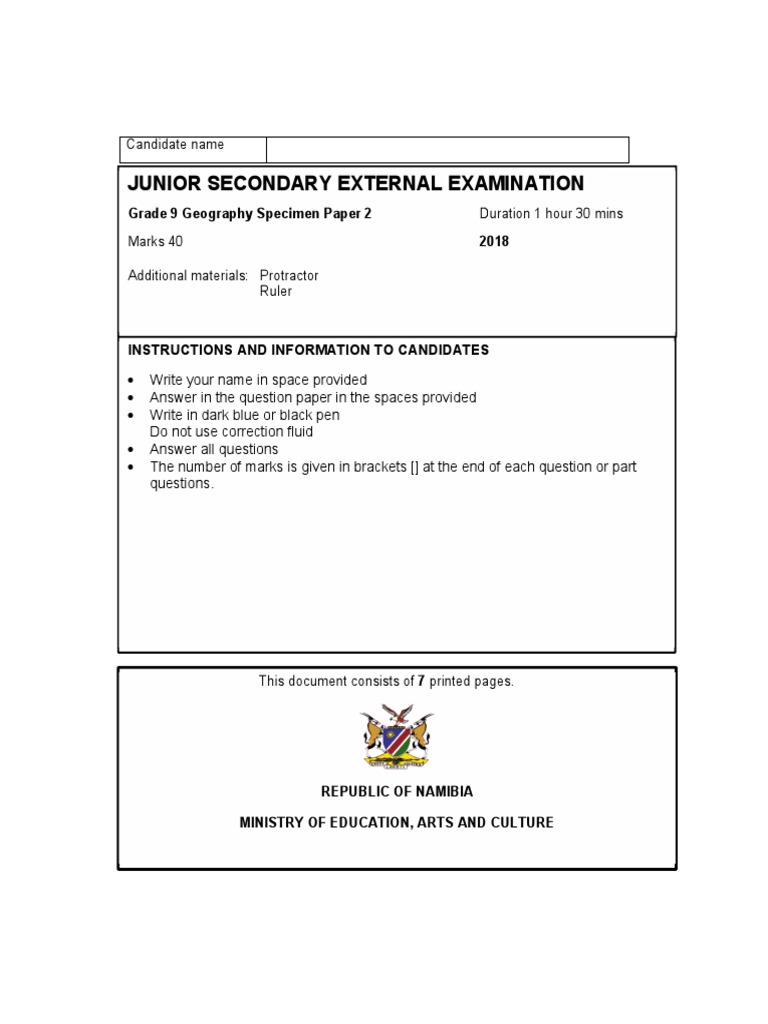Grade 9 Geography Specimen Paper 2 | PDF | Precipitation | Physical ...