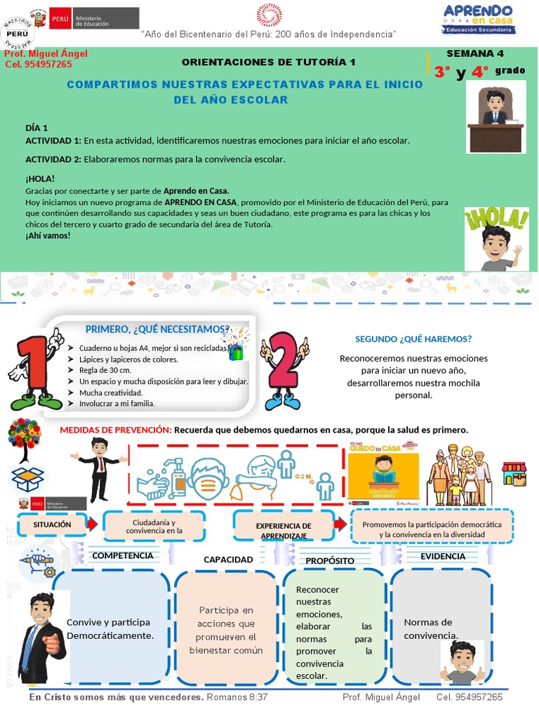 Semana 4 Tutoría 3 Y 4 Pdf Las Emociones Aprendizaje