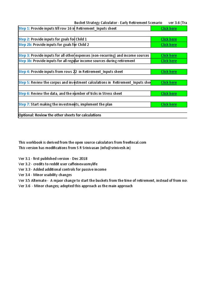 Bucket Strategy Allgoals Calculator (EarlyRetirement) 2019 v3.6 | PDF ...