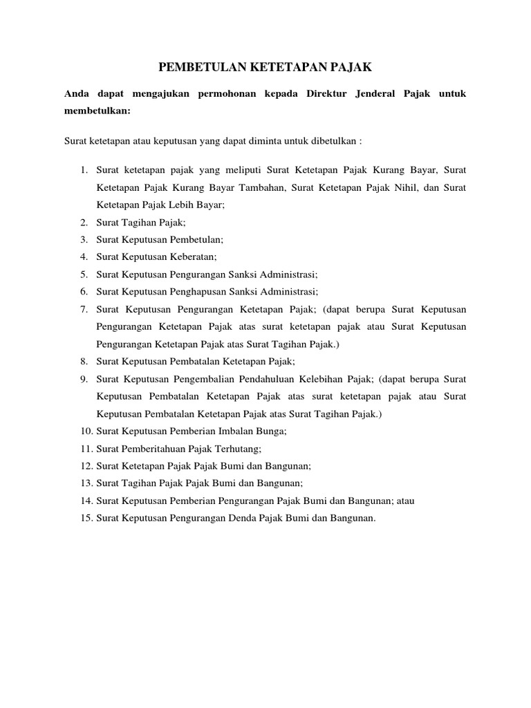 Prosedur Pembetulan Ketetapan Pajak | PDF