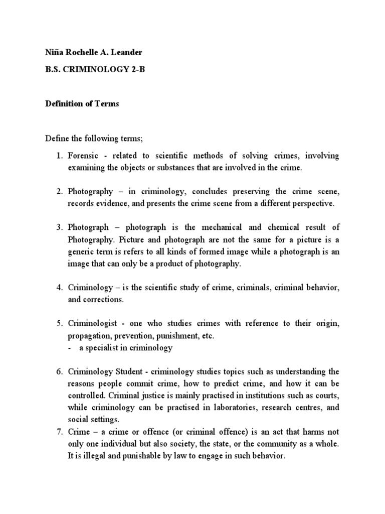 Forensic 1 - Def. of Terms | PDF | Social Science | Law