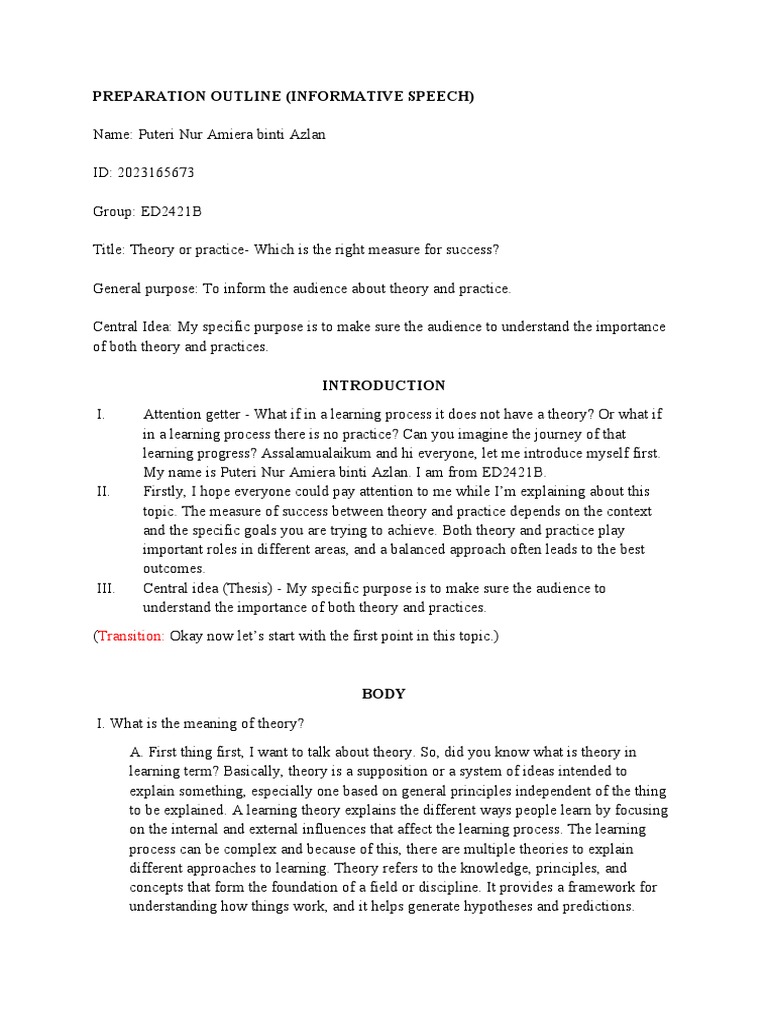 Preparation Outline | PDF