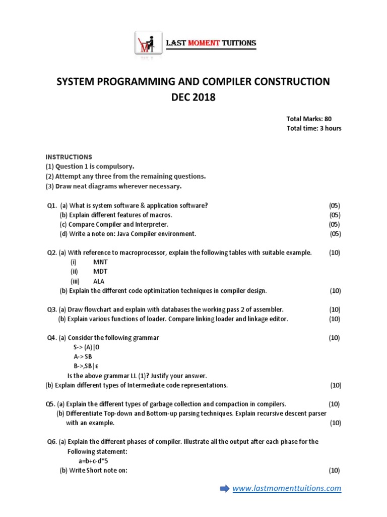 SYSTEM PROGRAMMING AND COMPILER CONSTRUCTION Dec 2018 Converted 1 PDF | PDF