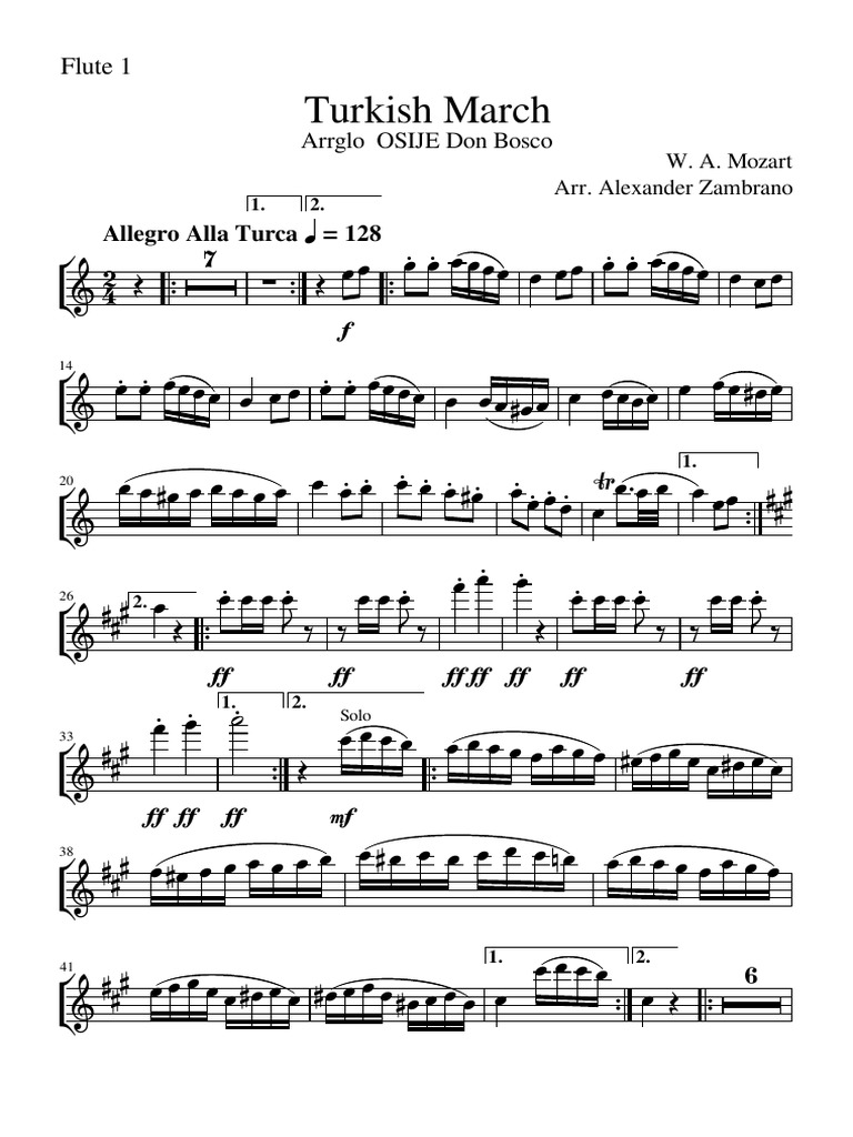 Turkish - March PARA LA ORQUESTA DON BOSCO GRADUACION-Flute - 1 | PDF ...