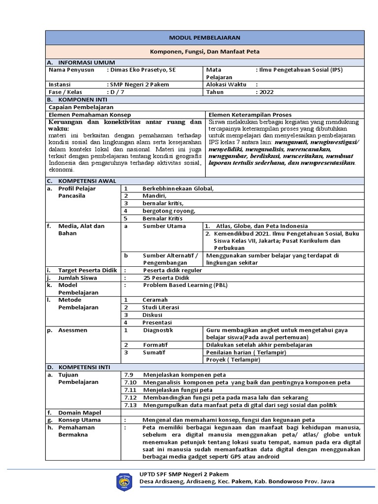7 1 3 Modul Ajar Kls 7 Mengenal Peta Dan Manfaatnya Bagi Kehidupan Pdf