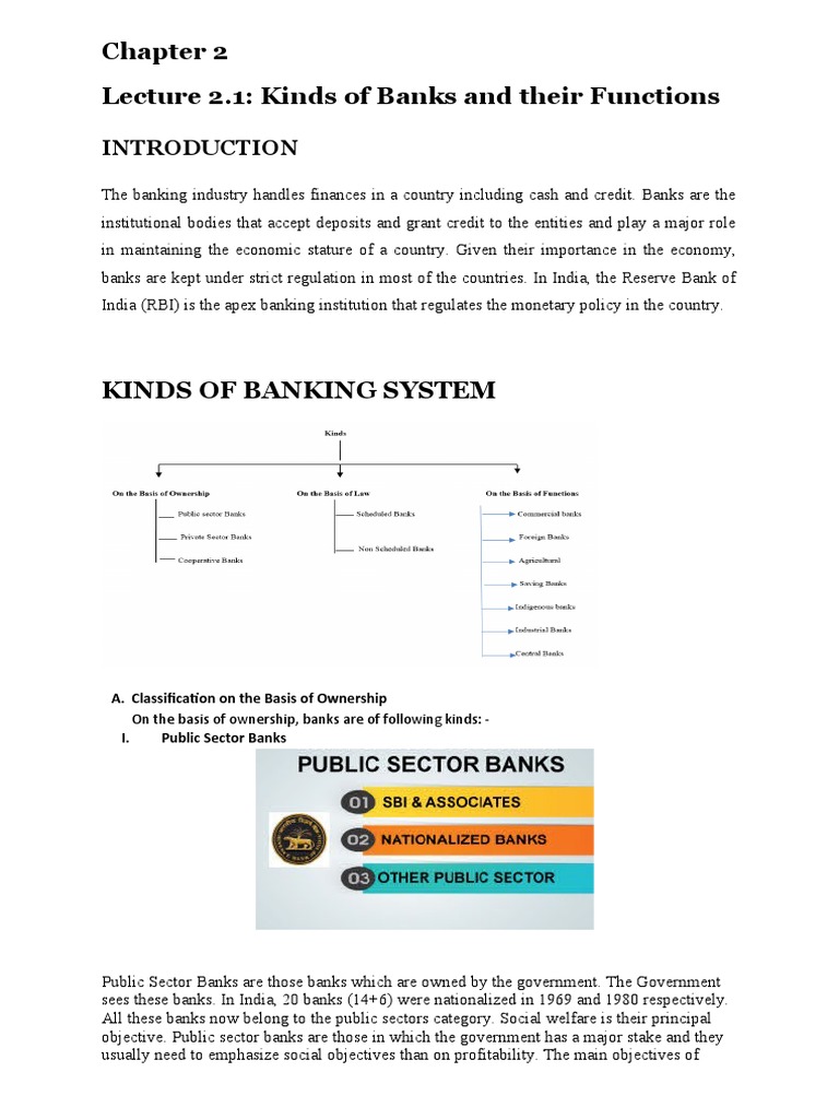 Chapter 2. Lecture 2.1 kinds of banks and its functions.docx | PDF ...