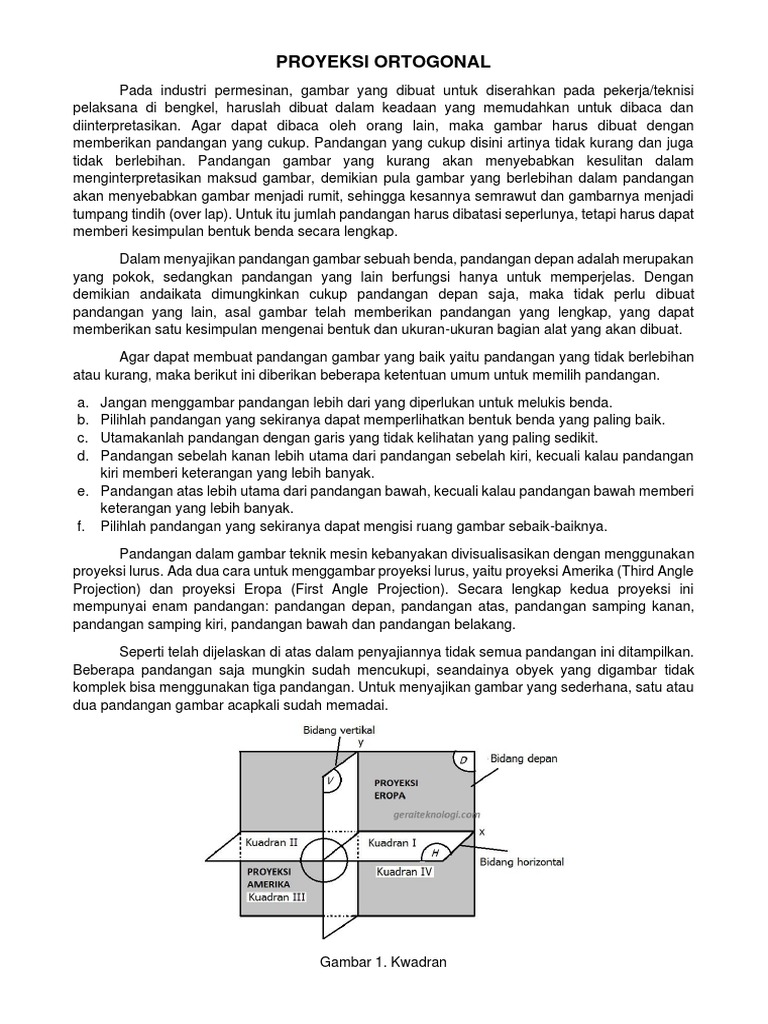 Proyeksi Ortogonal dalam Teknik Mesin | PDF