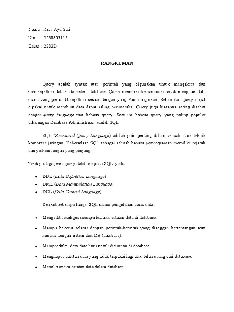 Rangkuman Basis Data | PDF | Teknologi & Rekayasa
