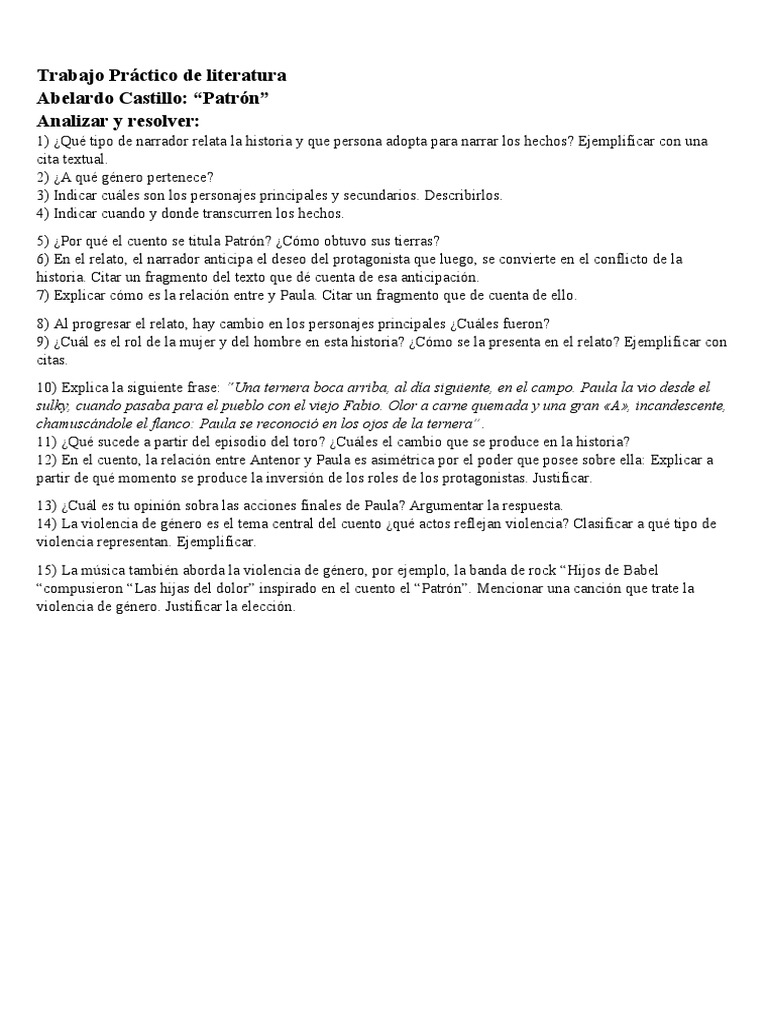 El Patrón - Actividades | PDF