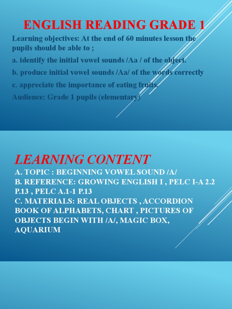 English Reading Grade 1 | PDF