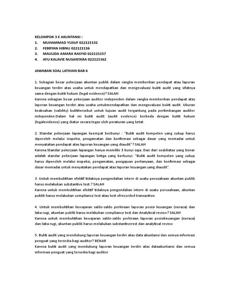 Kelompok 3 - Audit Bab 6 - Akuntansi | PDF | Pengelolaan Keuangan & Uang